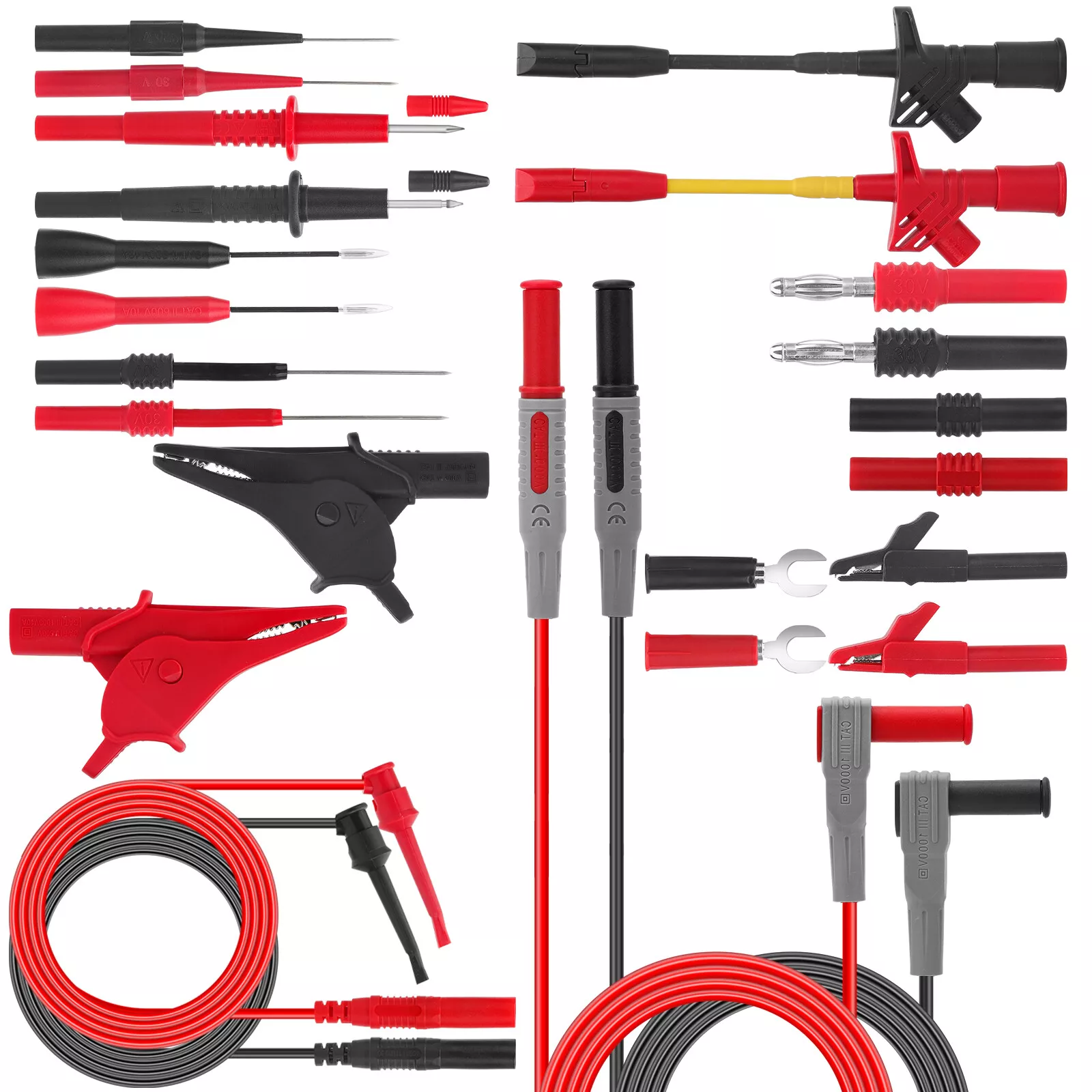 24Pcs/Set Multimeter Test Leads w/ Alligator Clip Insulation Piercing ...