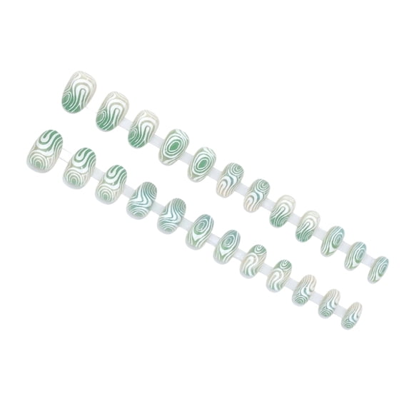 24Pcs/Set Press On Nail With Hand Painted Lines Pattern Easy To Remove ...