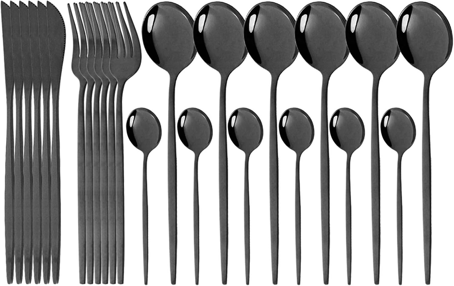 24Pcs/Set Stainless Steel Dinnerware Set White Gold Cutlery Set Knife ...