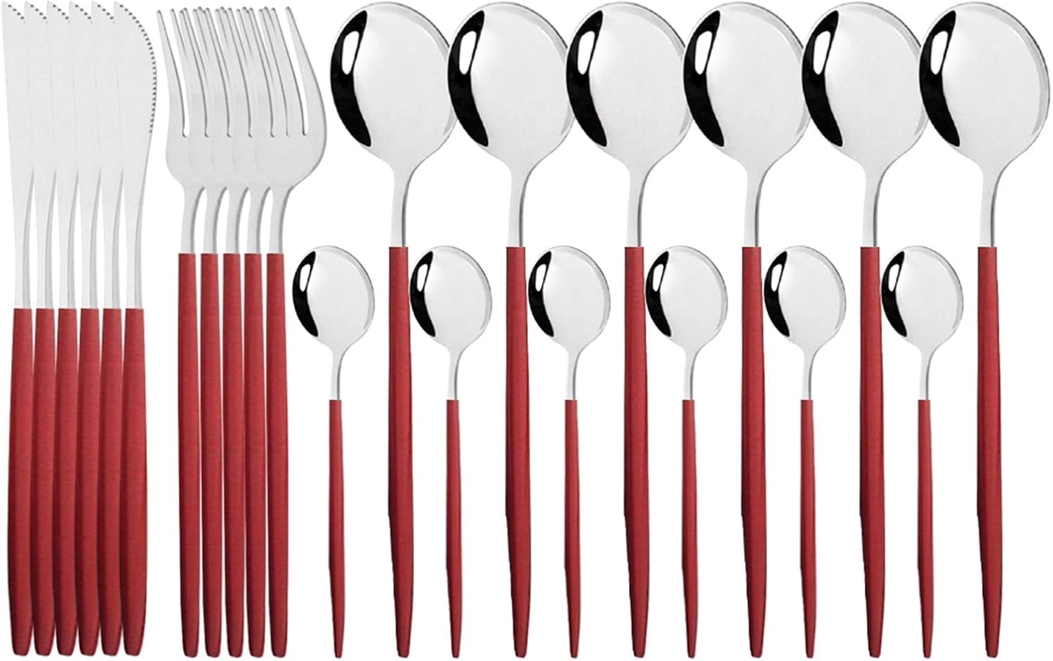 24Pcs/Set Stainless Steel Dinnerware Set White Gold Cutlery Set Knife ...