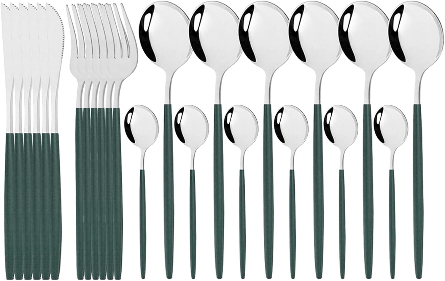 24Pcs/Set Stainless Steel Dinnerware Set White Gold Cutlery Set Knife ...