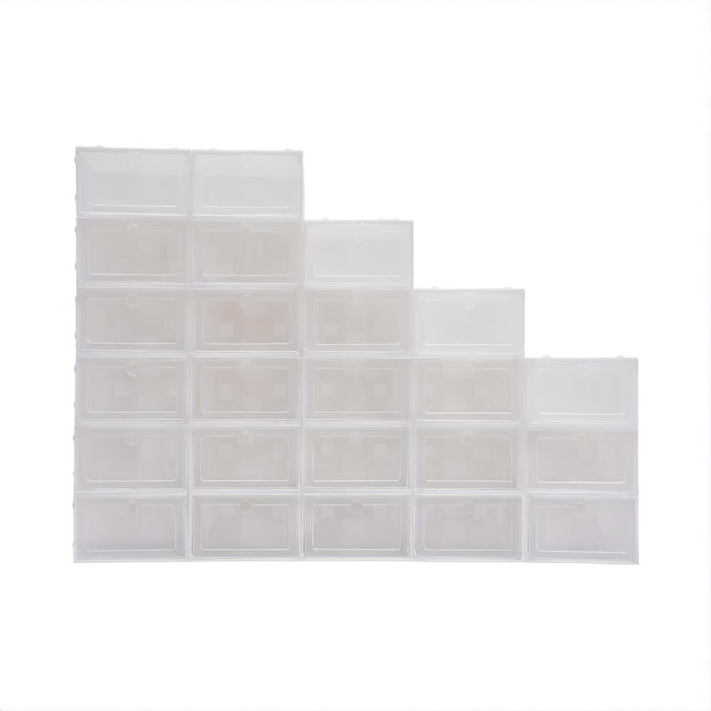 24Pcs Shoe Storage Box Clear Plastic Shoes Case Stackable Organizer ...