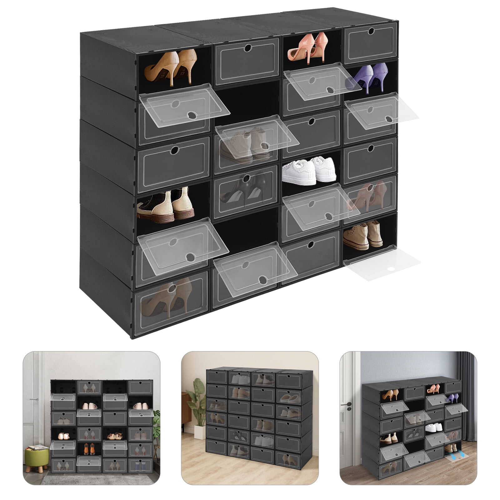 24Pcs Shoe Storage Box, Shoes Case, Stackable Shoe Organizer, Single ...