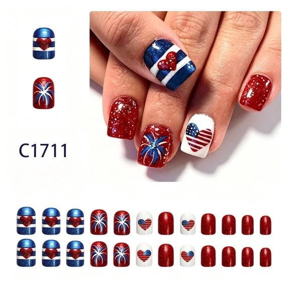 24Pcs Short Round Press On Nails, French Tip Full Cover Acrylic Fake ...