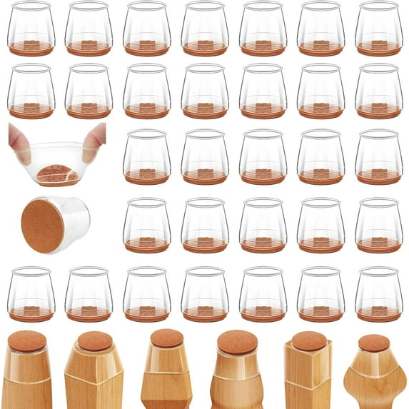 24Pcs Silicone Chair Leg Floor Protectors, Felt Furniture Pads for ...