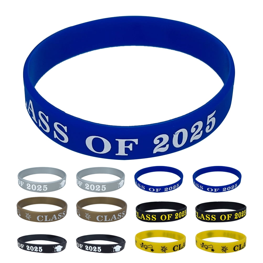 24Pcs Silicone Class Of 2025 Graduation Wristbands Party Favors For ...