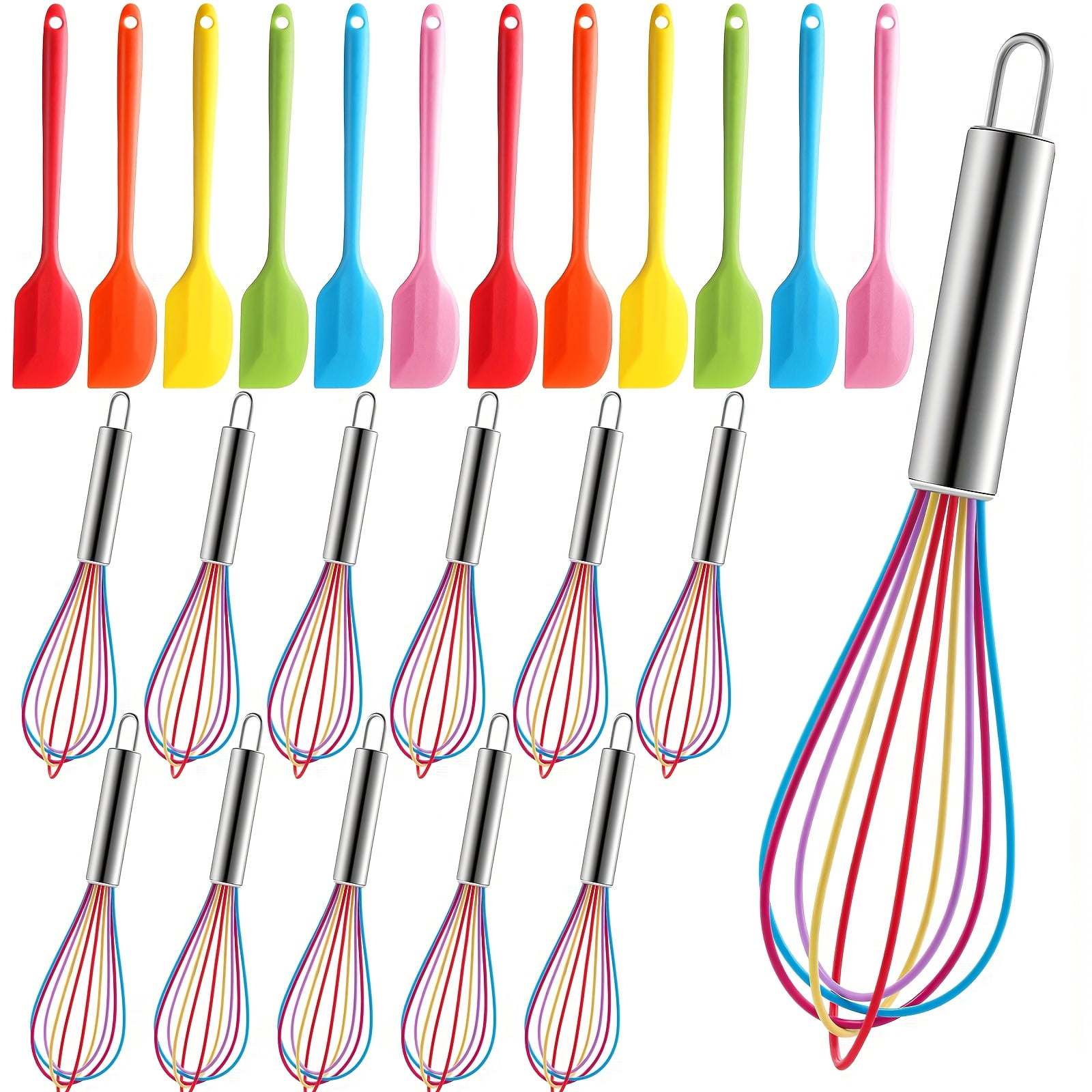 24Pcs Silicone Spoon and Whisk Set, 8-Inch Nonstick, Flexible Baking ...