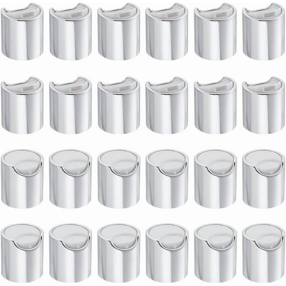 24Pcs Silver Aluminized Plastic Disc Top Caps 20/410 Aluminum Thread ...