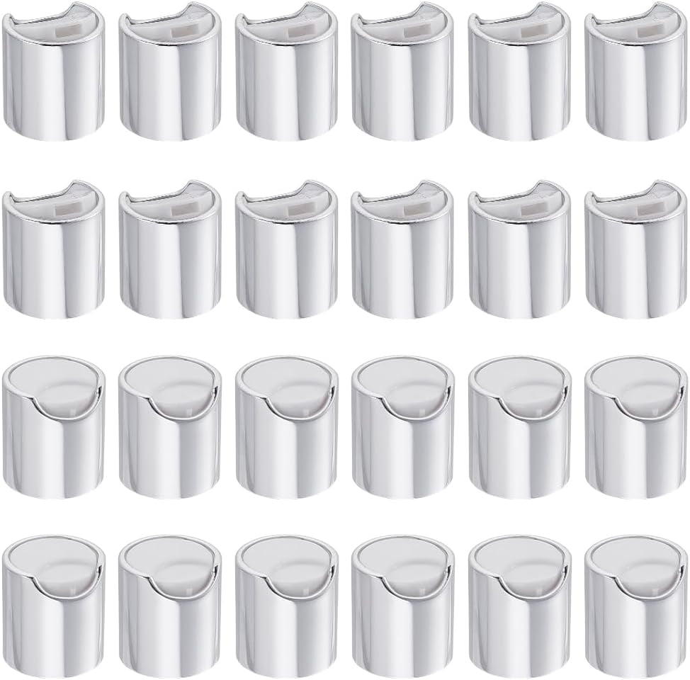 24Pcs Silver Aluminized Plastic Disc Top Caps 20/410 Aluminum Thread ...