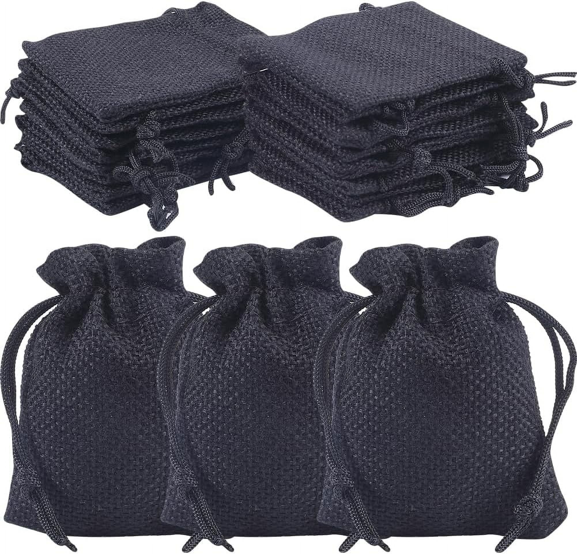 24Pcs Small Burlap Bags with Drawstring 3.5×2.8Inch Black Burlap Gifts ...