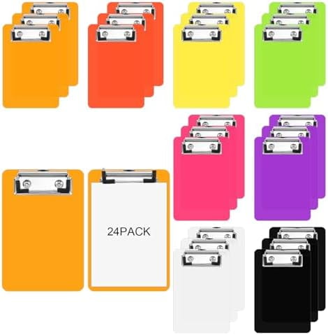 24Pcs Small Clipboards Plastic Mini Clipboards 4x6 Inch A6 Memo Size ...
