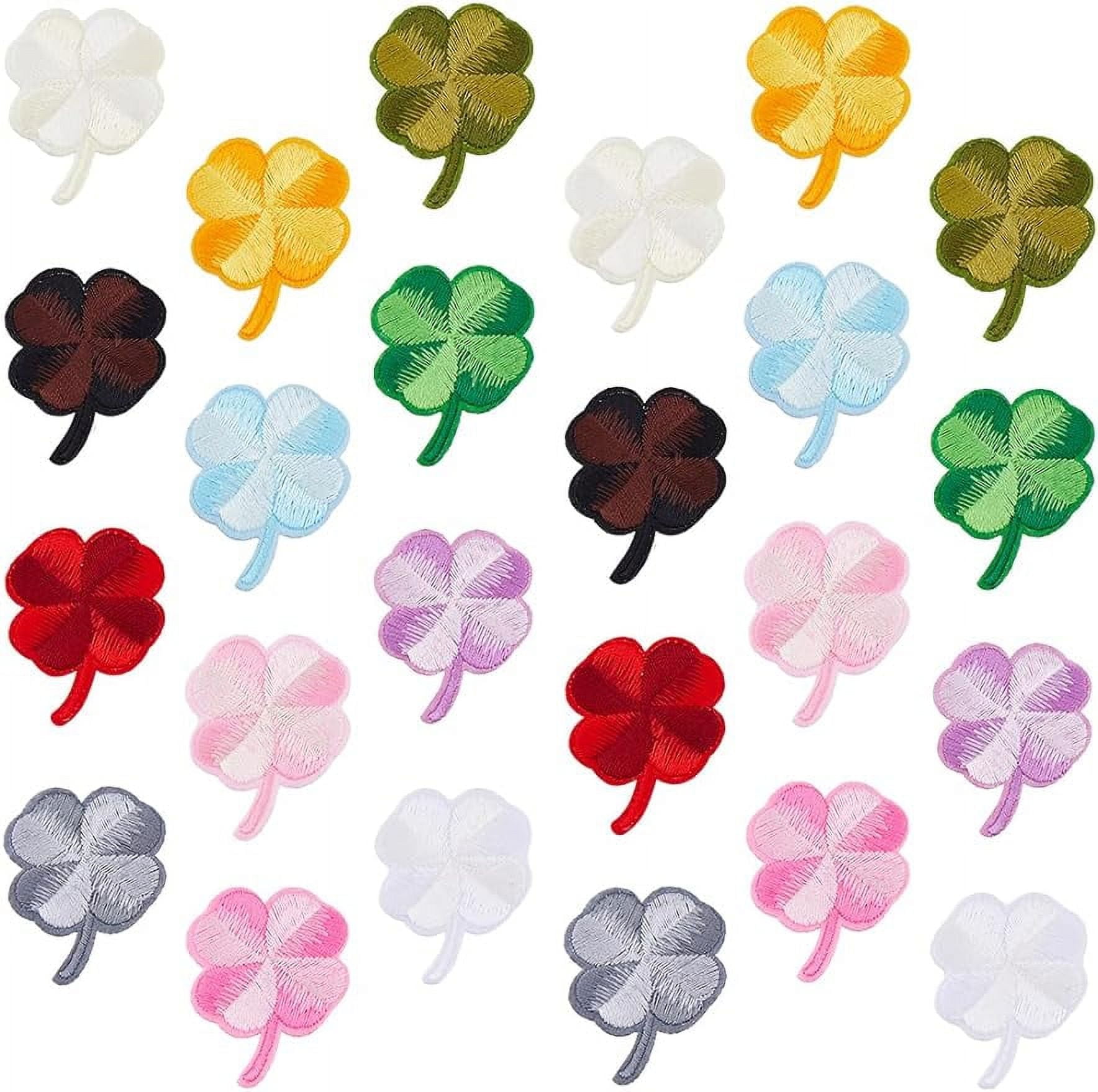 24Pcs Small Clover Patches Iron on Colorful Patches Lucky Shamrock Sew on Patches Costume ...