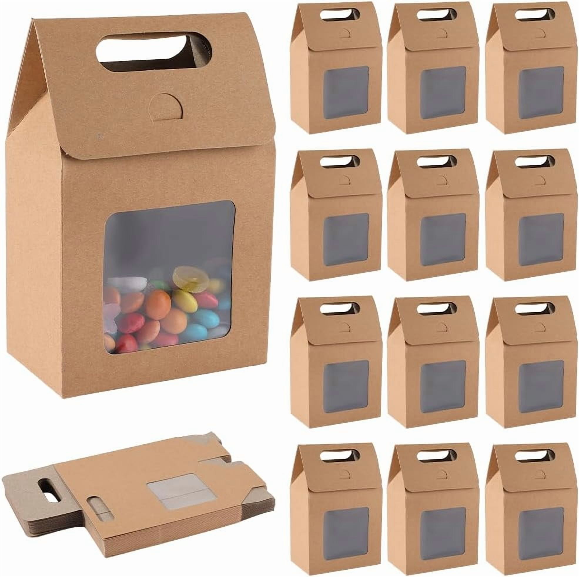 24Pcs Small Kraft Gift Bags with Window Stand up Mini Paper Gift Bag ...