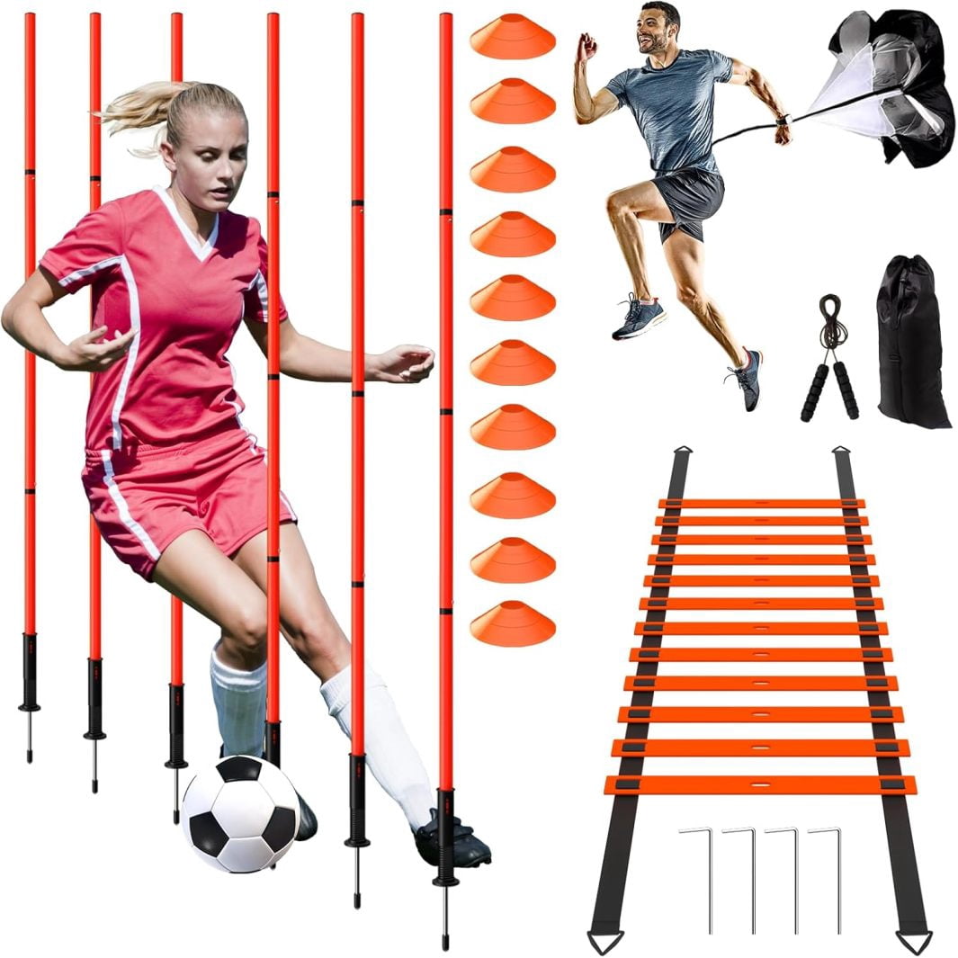 24Pcs Soccer Agility Training Equipment Set Ultimate Agility Poles ...