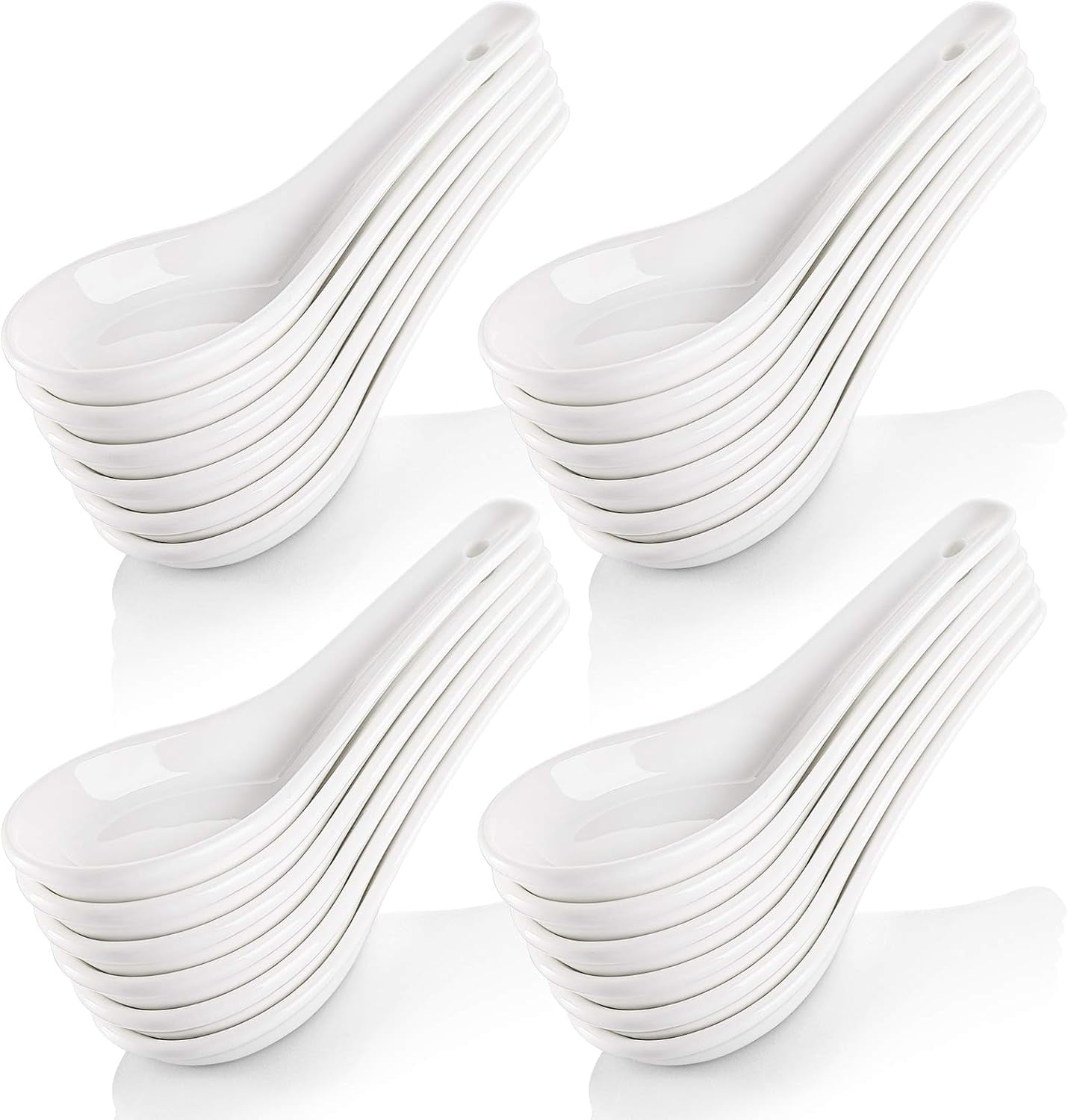 24Pcs Soup Spoon Ceramic Asian Ramen Spoons, 5.1 Inch Small White ...