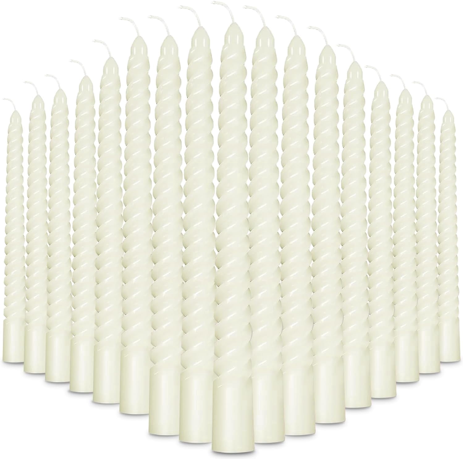 24Pcs Spiral Taper Candles, 10Inch Dripless Twisted Candle, White ...