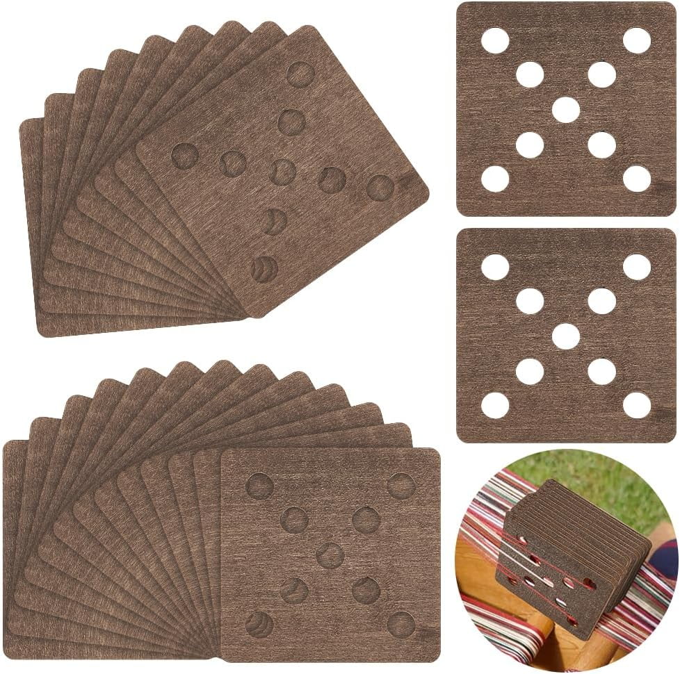 24Pcs Square Weaving Cards 1.97Inch 9 Holes Wood Tablet Weaving Cards ...