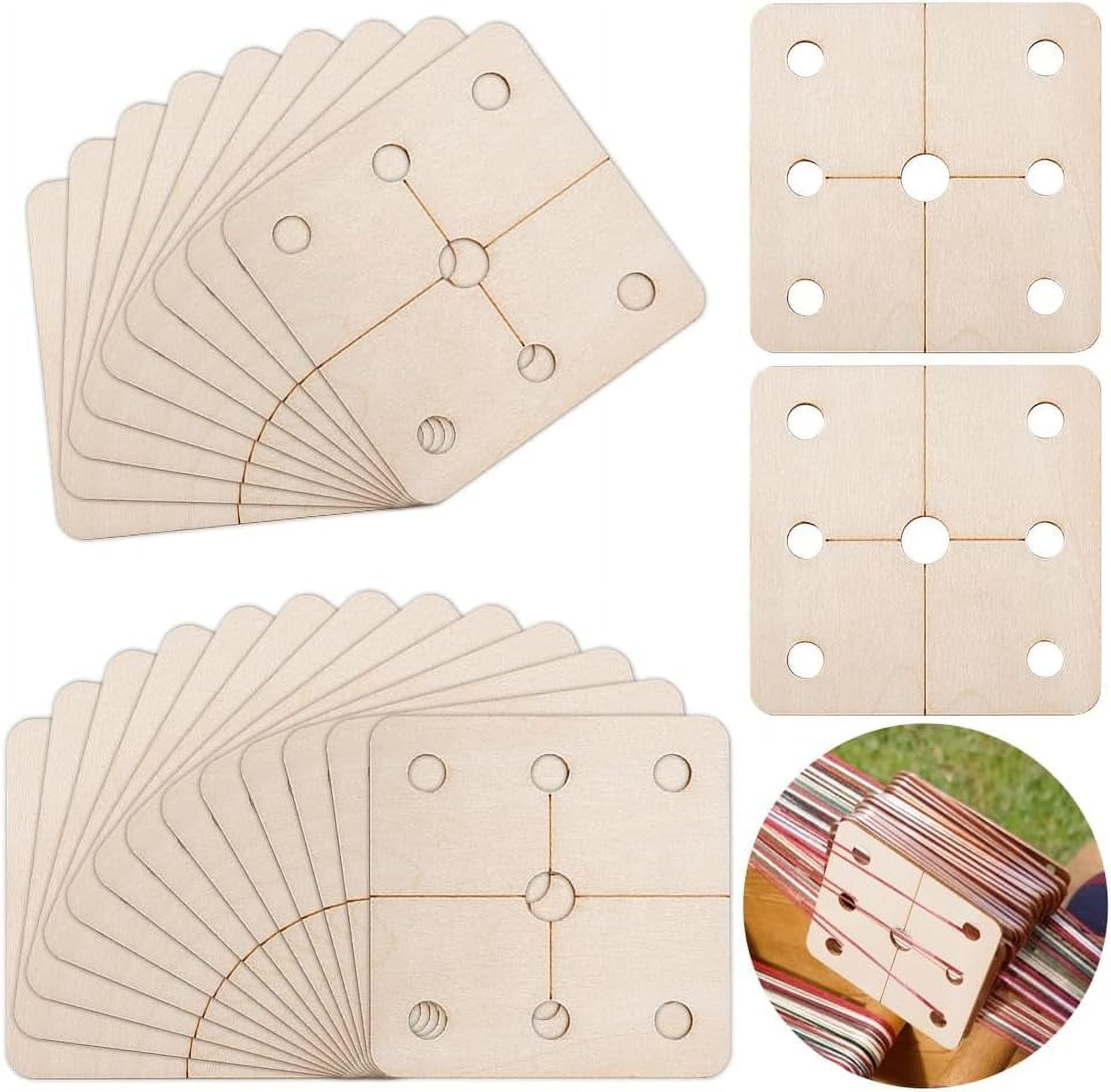 24Pcs Square Weaving Cards 2.4x2.4 Inch Wood Loom Cards Handmade ...