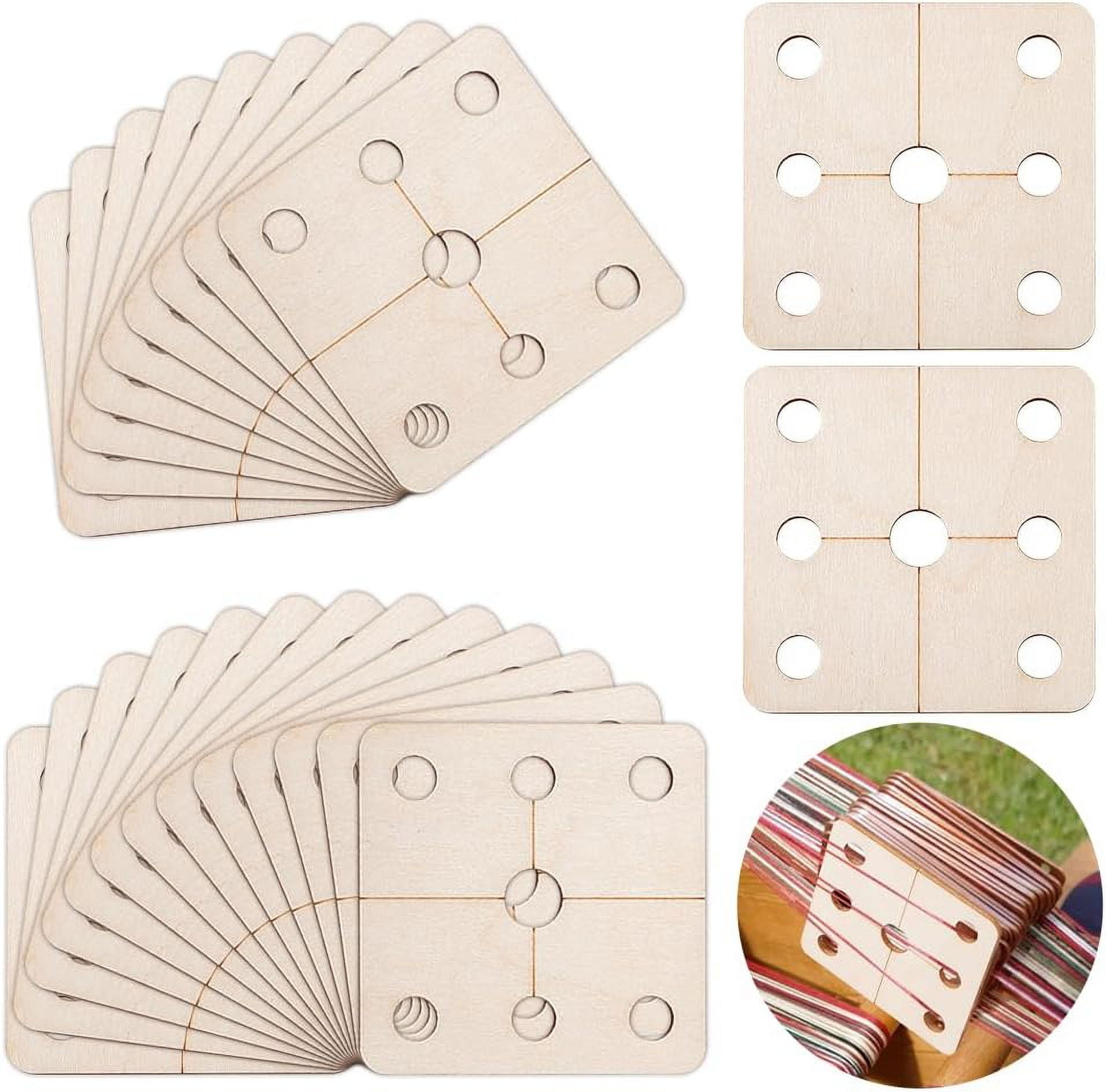 24Pcs Square Weaving Cards 2x2 Inch Wood Loom Cards Handmade Weaving ...