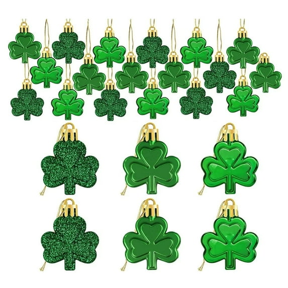 24Pcs St. Patrick's Day Ornaments, Green Hanging Baubles Decoration ...