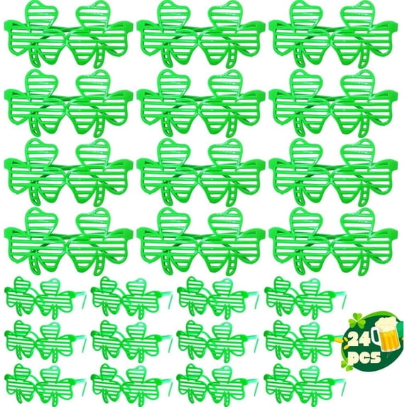 24Pcs St. Patrick's Day Shamrock Shutter Sunglasses, Irish Green Lucky ...