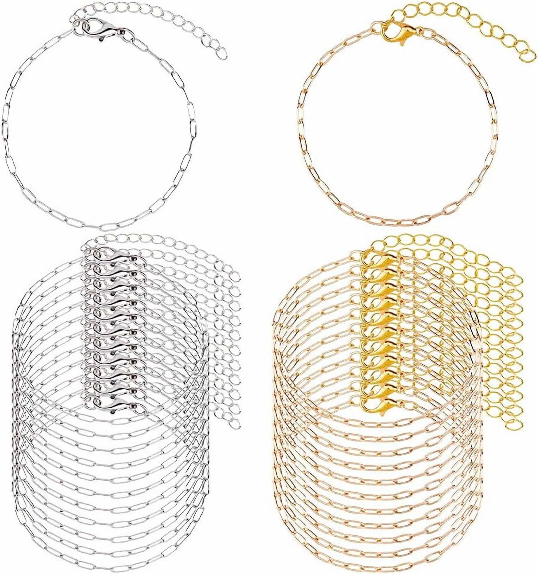 24Pcs Stainless Steel Bracelet Chains 2 Colors Bracelet Link Chains DIY ...