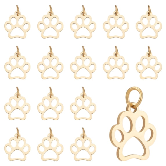 24Pcs Stainless Steel Dog Paw Print Charm Doggy Footprint Pendant ...