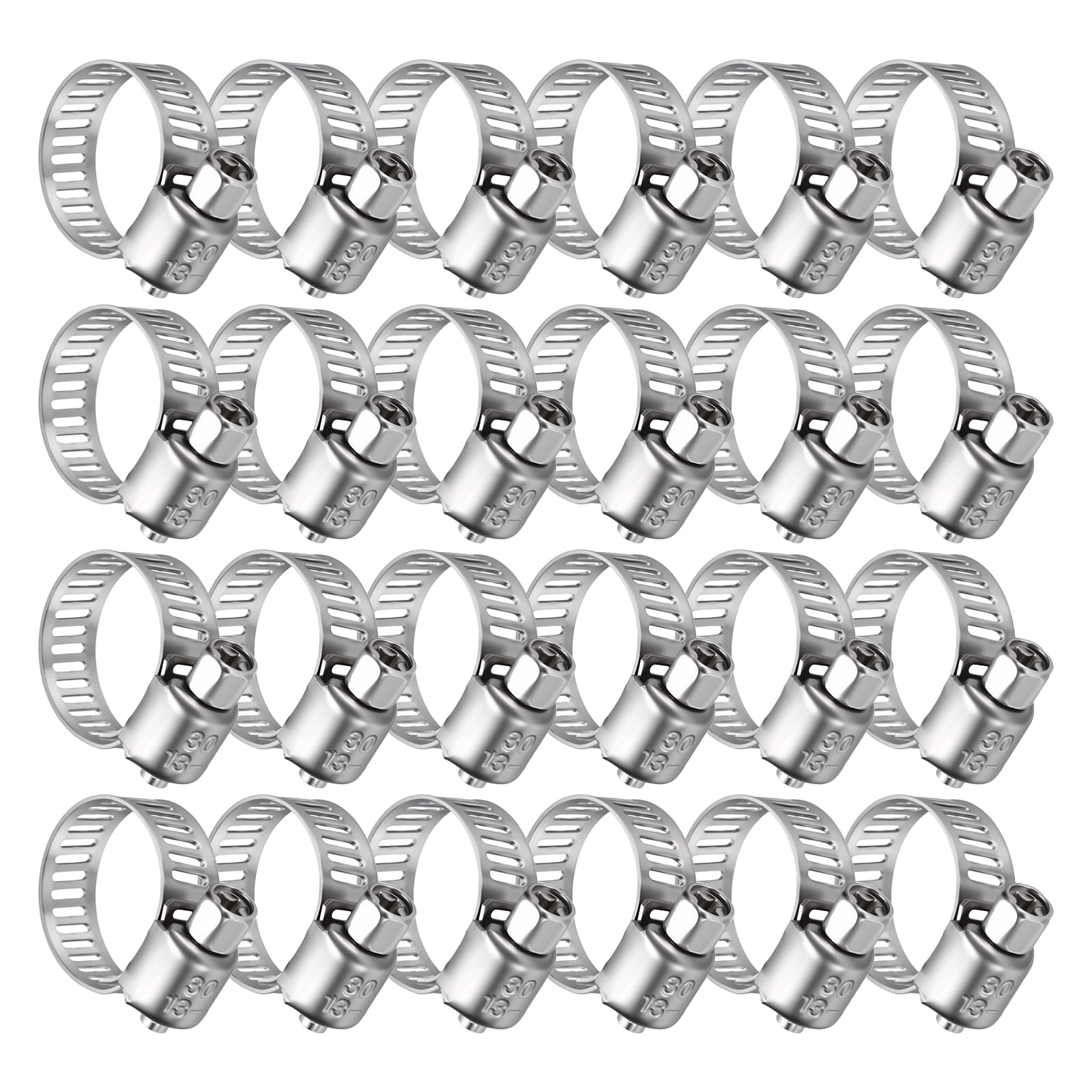 24Pcs Stainless Steel Hose Clamps, 13-19mm (1/2" to 3/4") Adjustable ...
