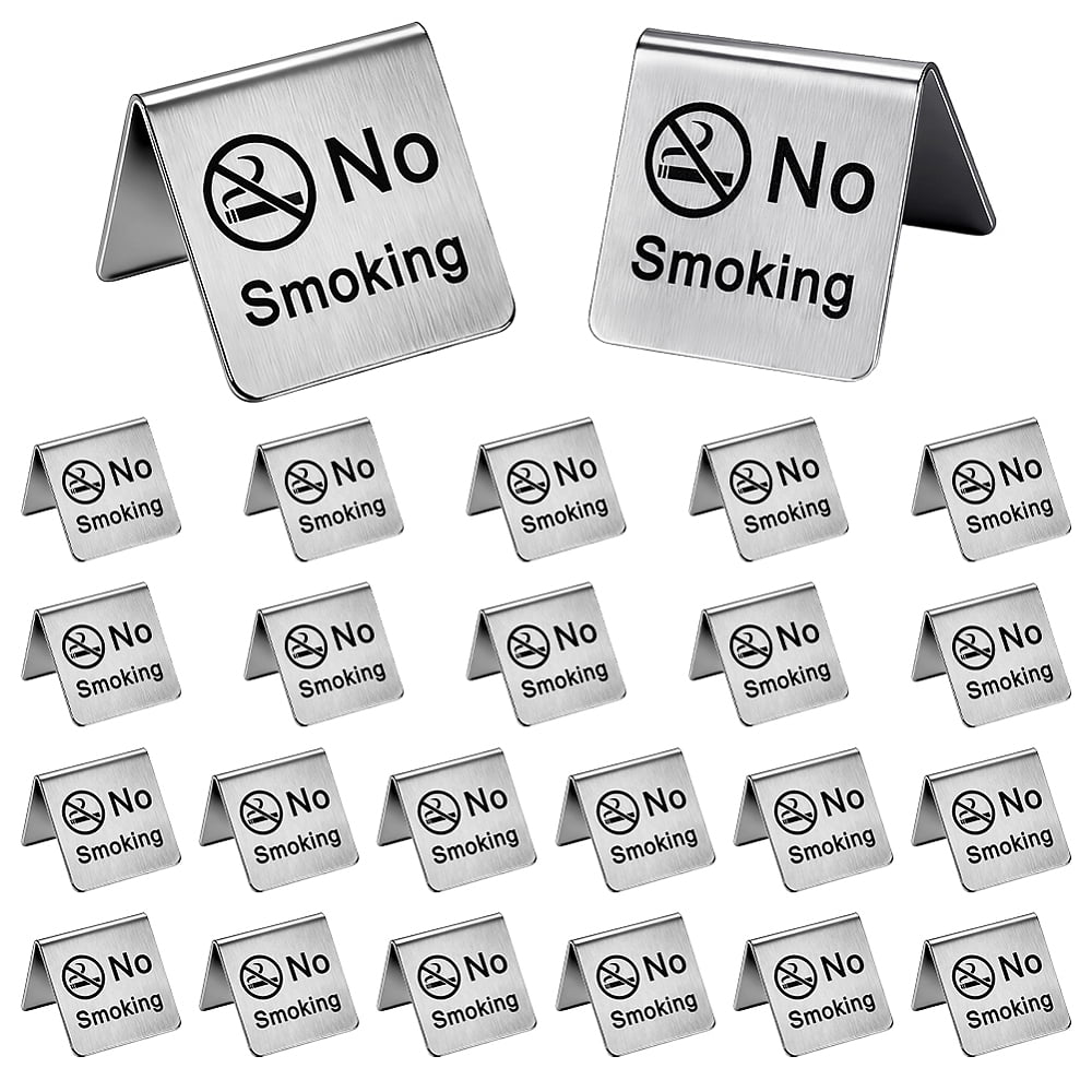 24Pcs Stainless Steel No Smoking Sign Stainless Steel Color 50x55x43mm ...