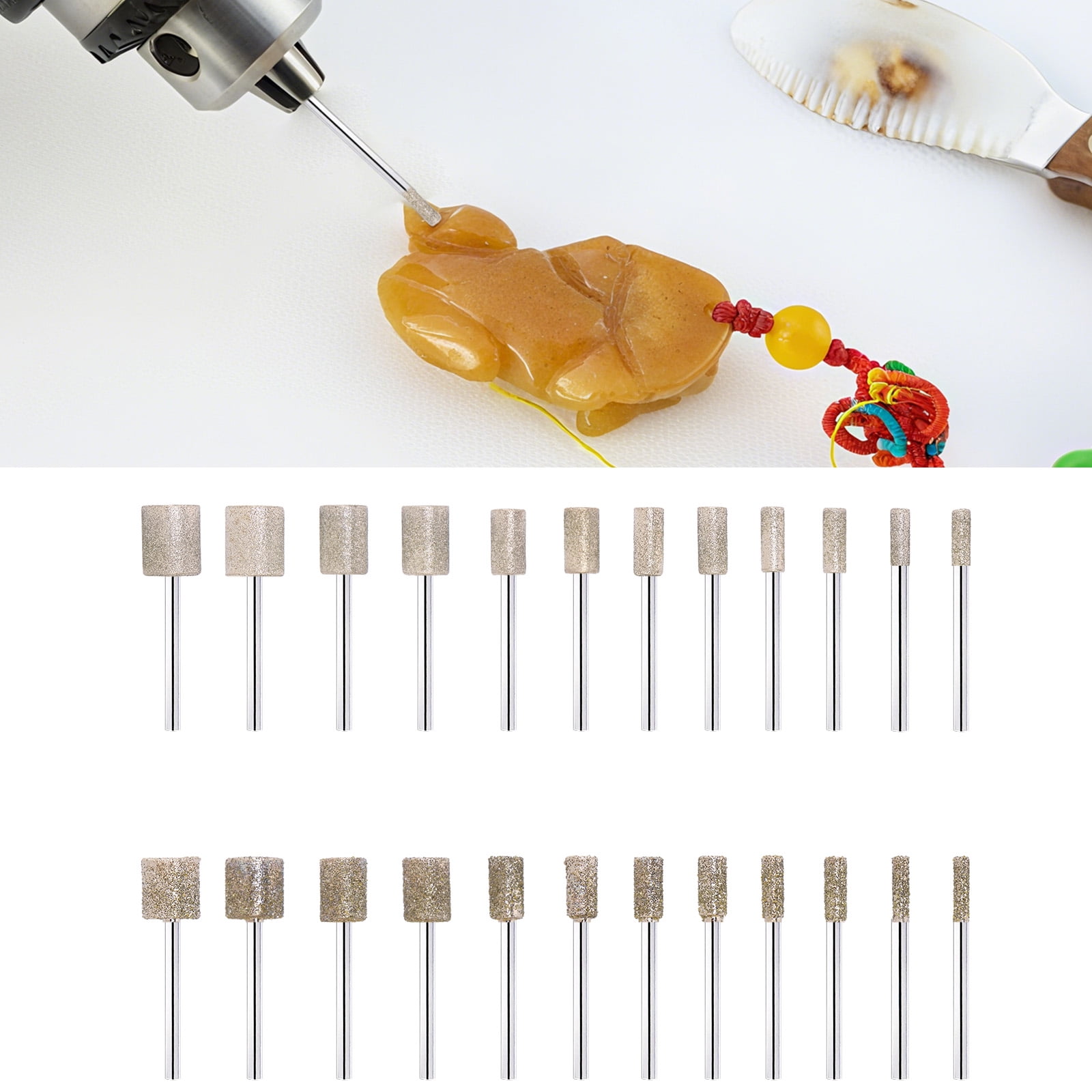 24Pcs Stone Carving Set Diamond Drill Grinding Bit Diamond File Sanding ...