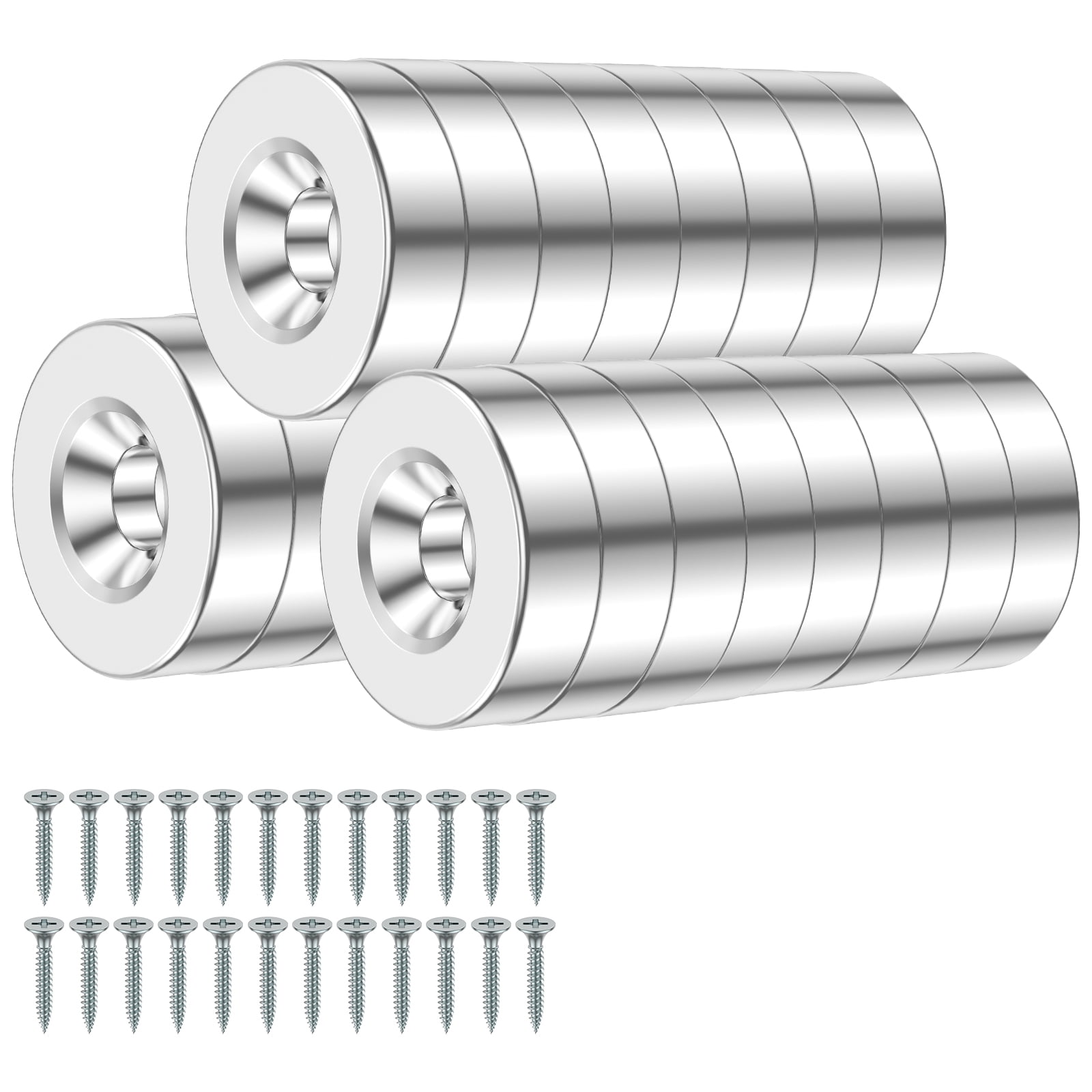 24Pcs Strong Neodymium Magnets Industrial Magnet with Countersunk Hole ...