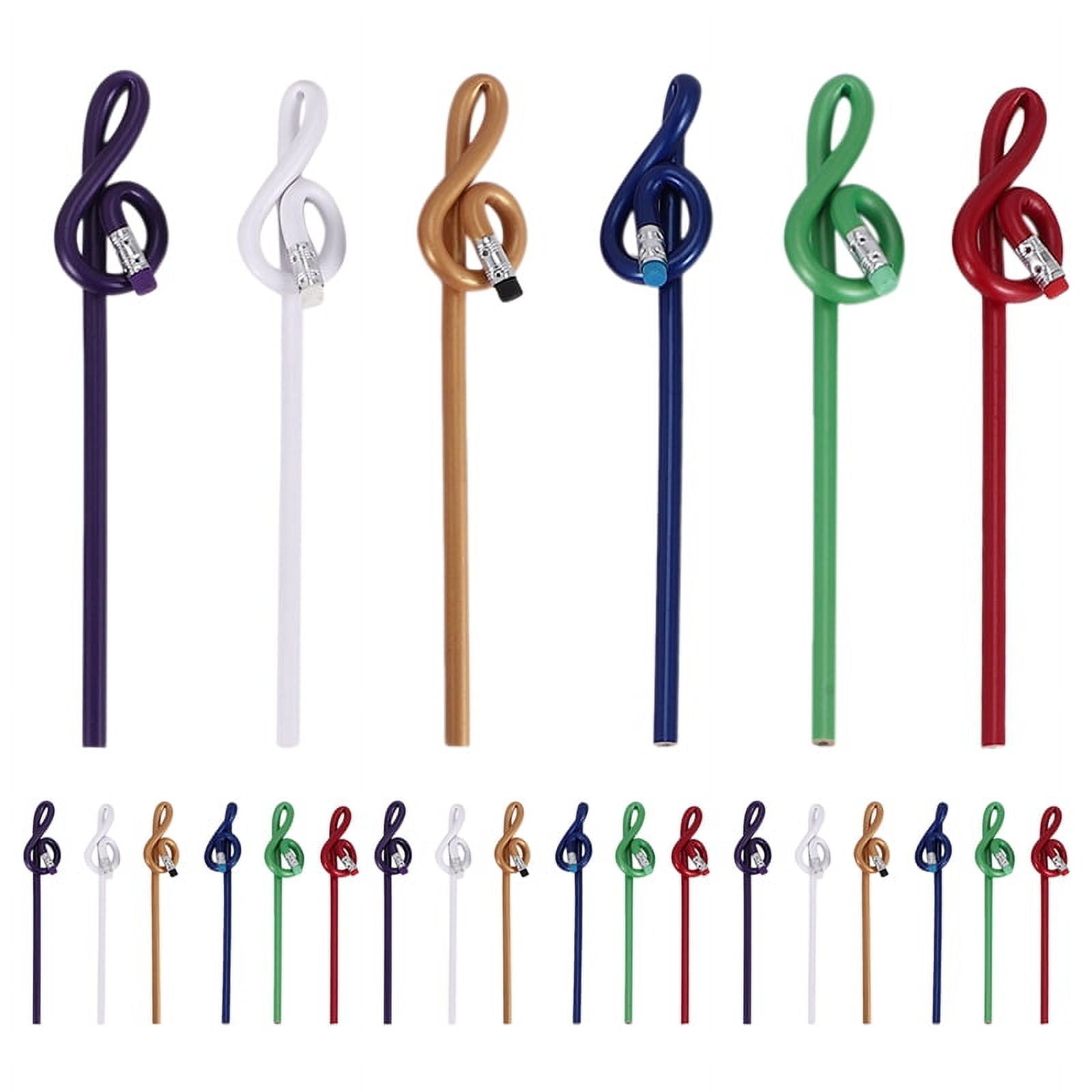 24Pcs Students Note Pencils Musical with Eraser Colorful Music Wooden ...