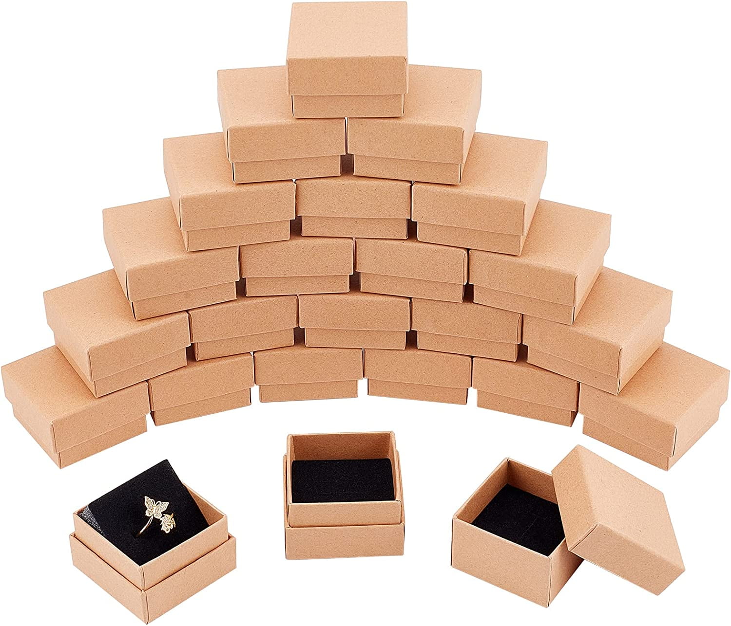 24Pcs Tan Square Cardboard Jewelry Set Boxes with Sponge Inside ...