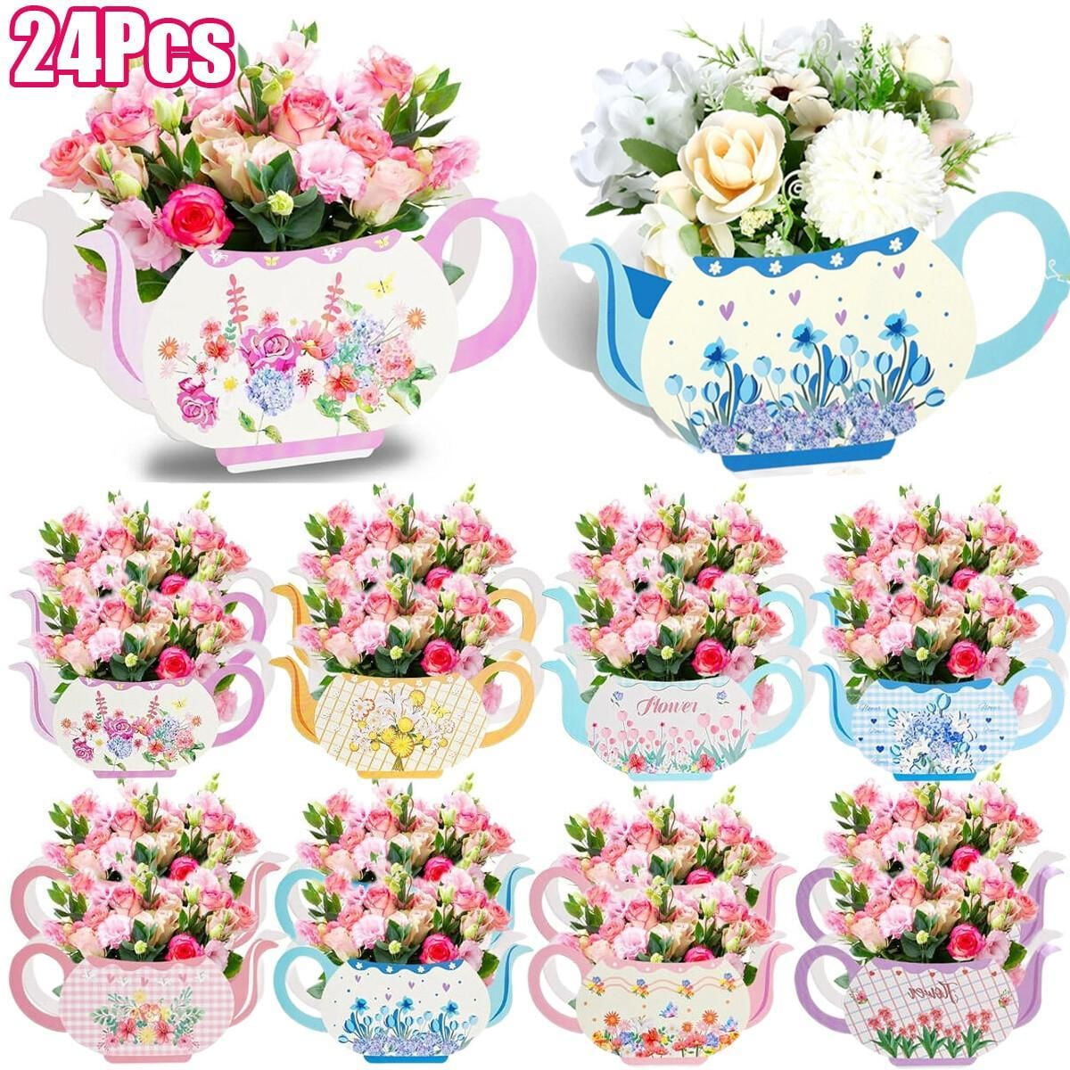 24Pcs Tea Party Table Centerpieces 4 Styles Teapot Shape Flower Box ...
