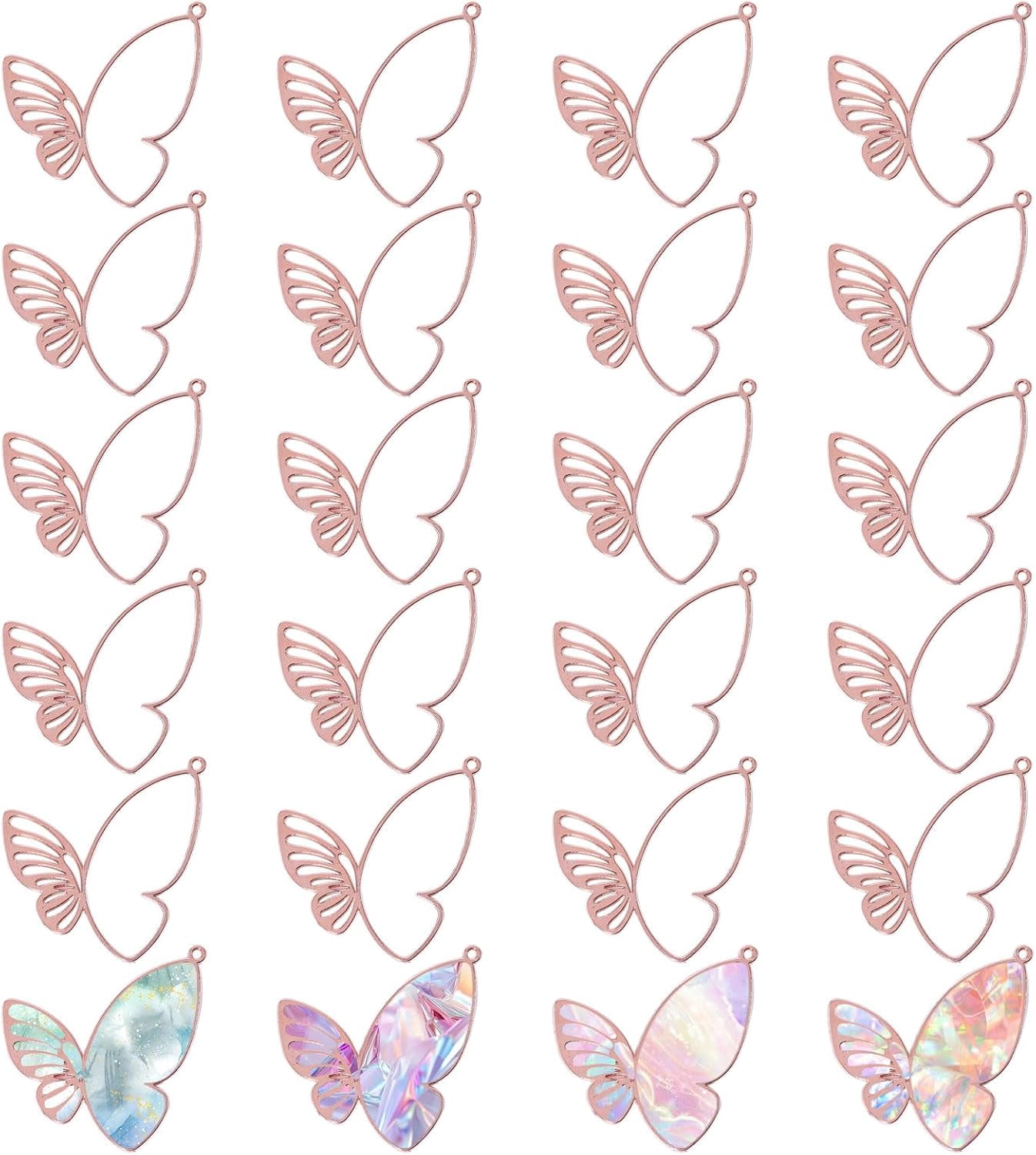 24Pcs Tibetan Style Alloy Pendants Butterfly Rose Gold 38.5x37x1mm Hole ...