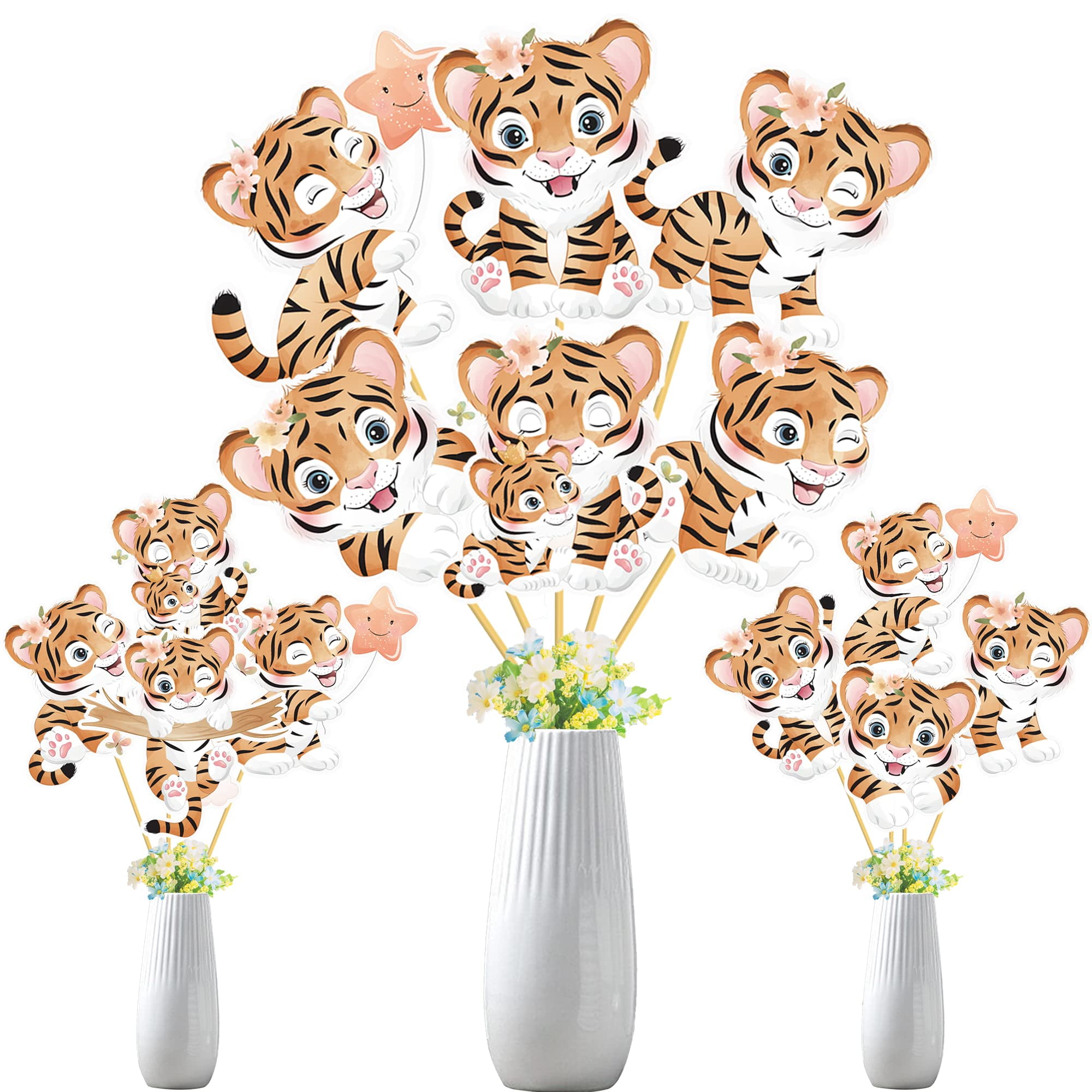 24Pcs Tiger Table Centerpieces Tiger Table Toppers Decorations Safari ...