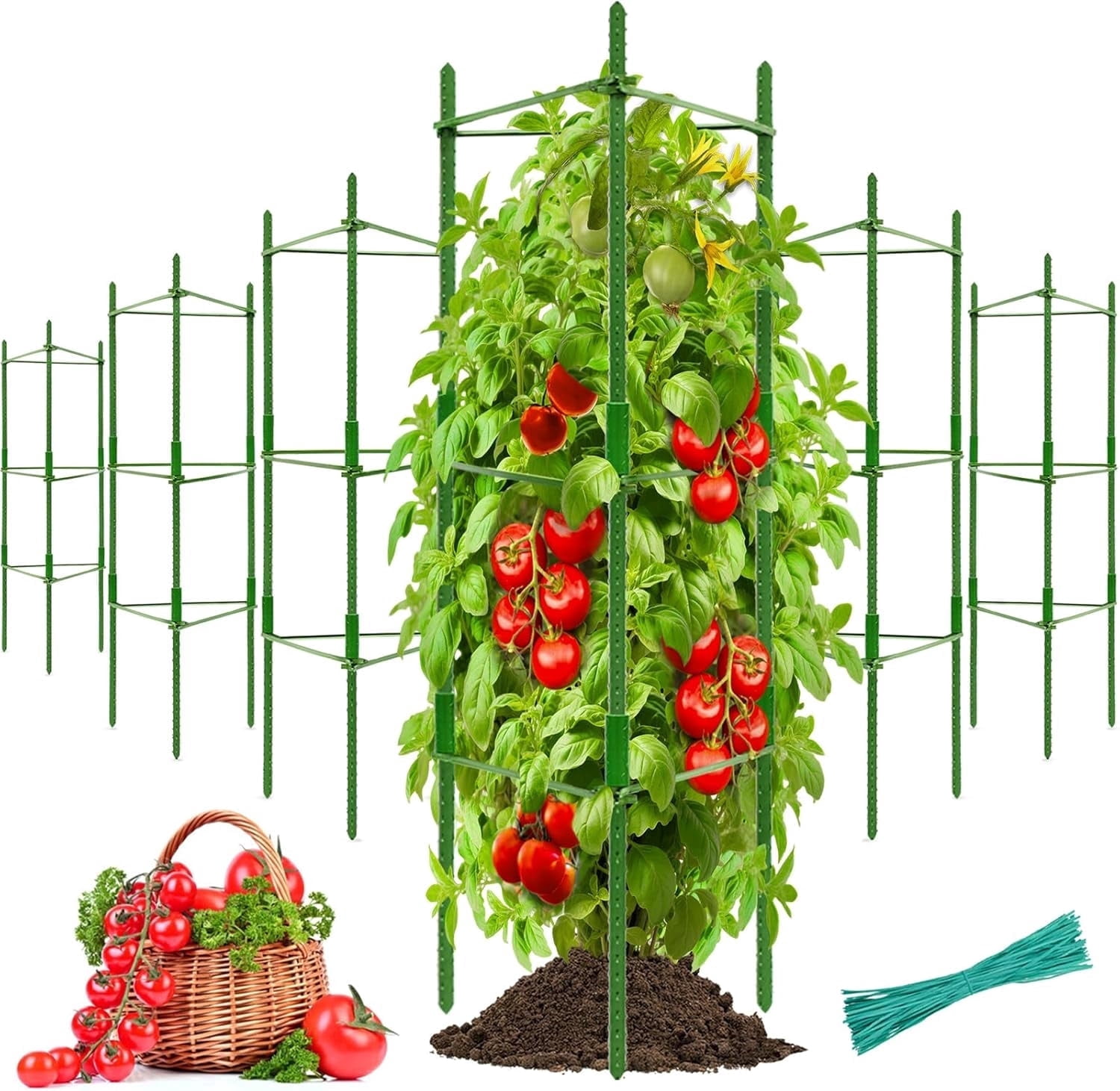 24Pcs Tomato Cages for Garden,Up to 11mm Stake Adjustable Tomato Cage ...