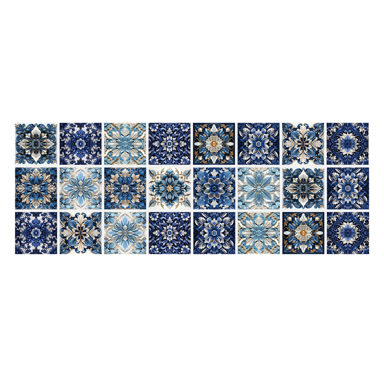 24Pcs Traditional Tile Stickers Stick Backsplash Tiles European Style ...