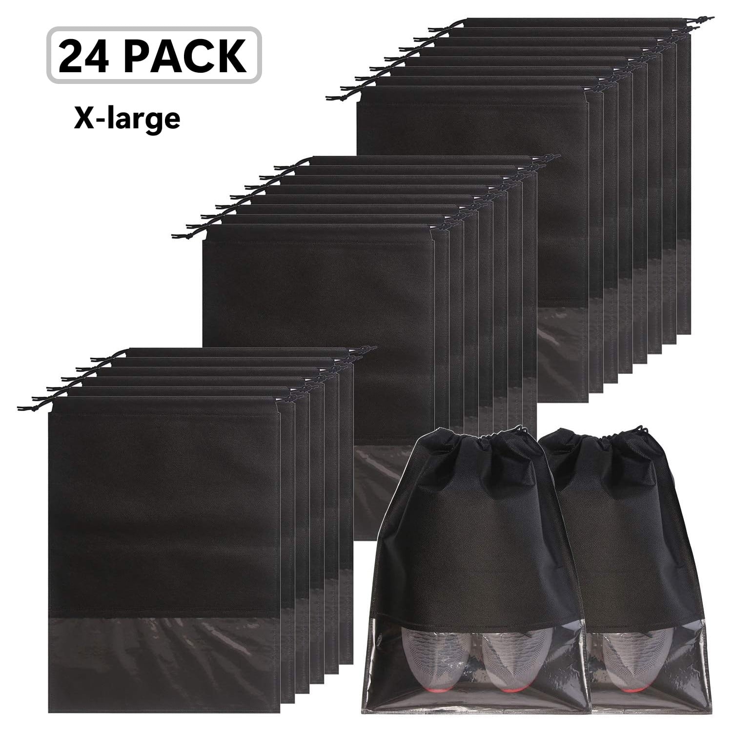 24 Pack Large Shoe Bags for Packing with Clear Window, Dustproof ...