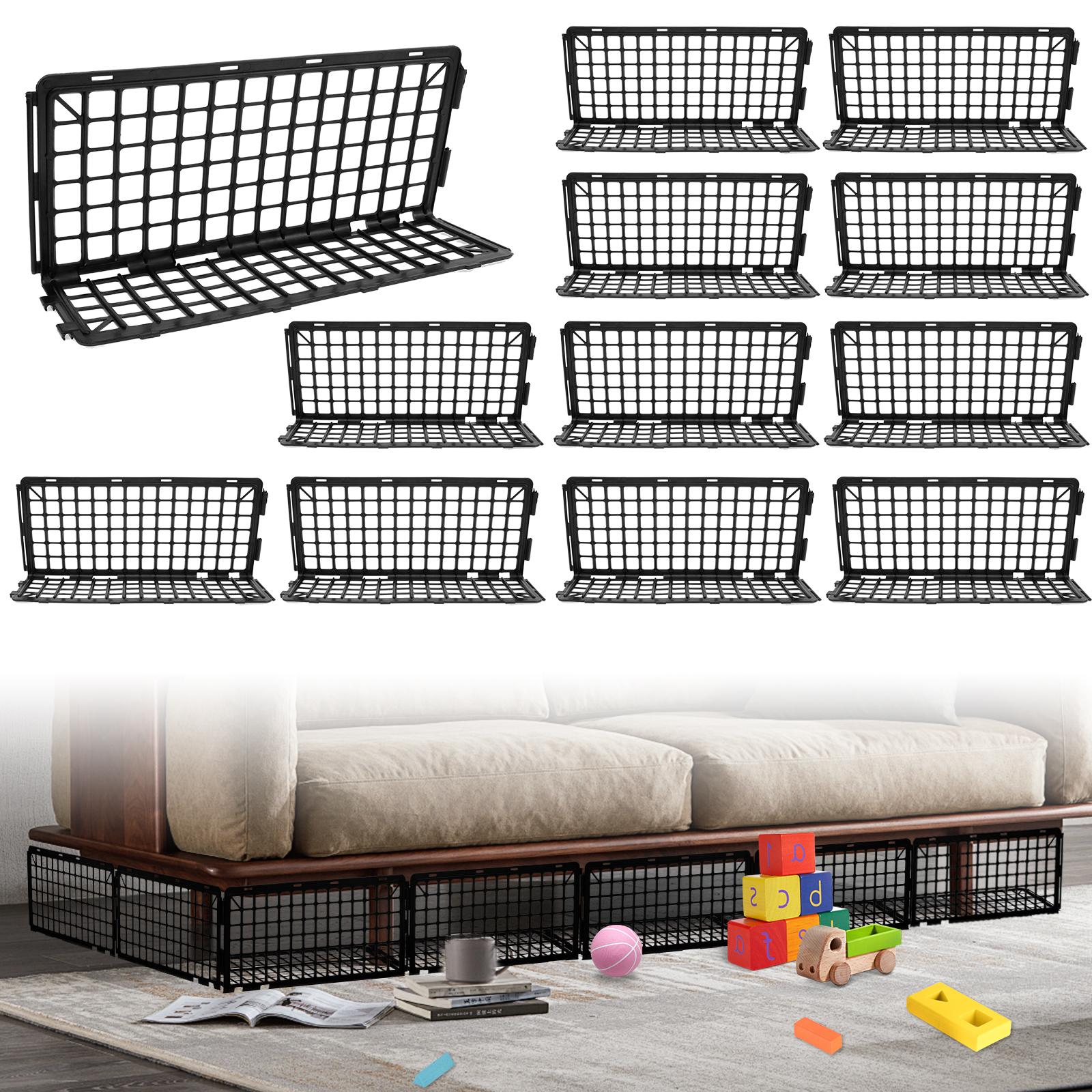 24Pcs Under Couch Blocker Plastic Under Bed Blocker L Shape Spliced ...