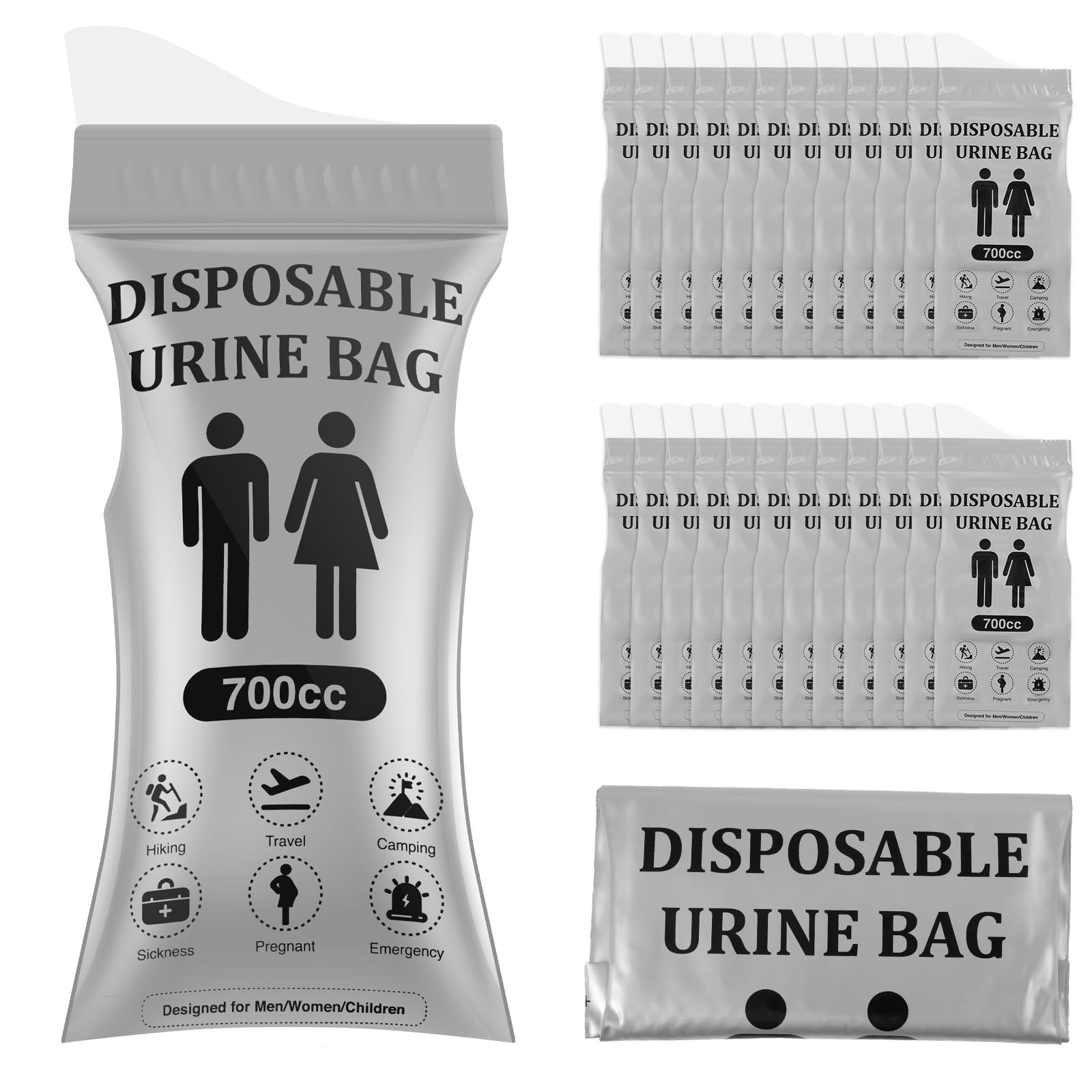24Pcs Urine Bag 700ML Leak Proof Travel Pee Bag Unisex Urinal Pouch ...