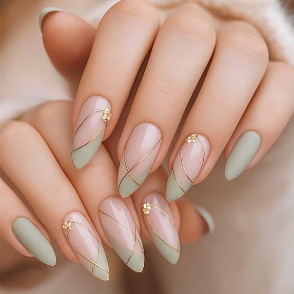 24Pcs Valentines Day Press on Nails Medium Fake Nails Wine Red Glitter ...