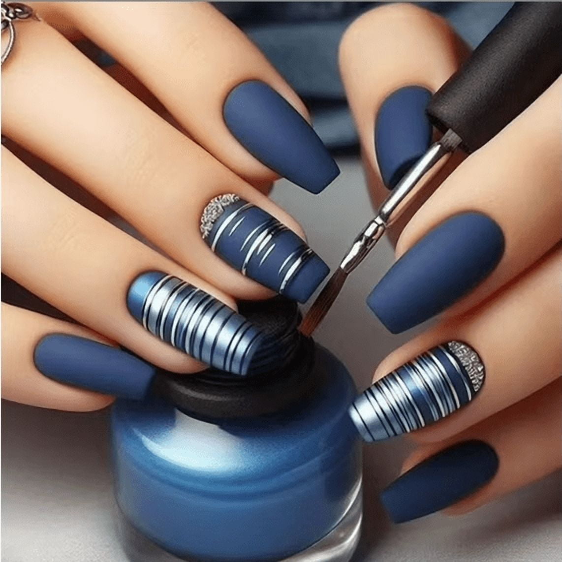 24Pcs Valentines Day Press on Nails Medium Fake Nails Wine Red Glitter ...