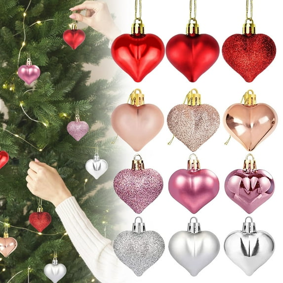 24Pcs Valentines Heart Shaped Ornaments - Valentines Heart Decorations ...