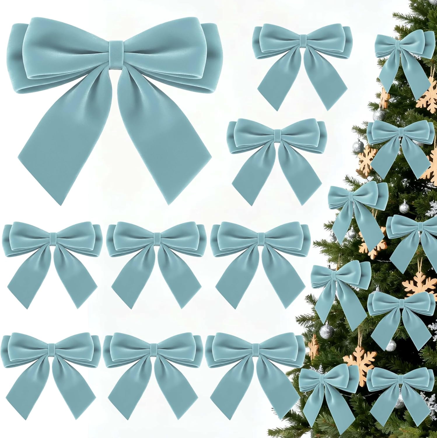 24Pcs Velvet Bows for Christmas Tree, Small Red Bows Christmas ...