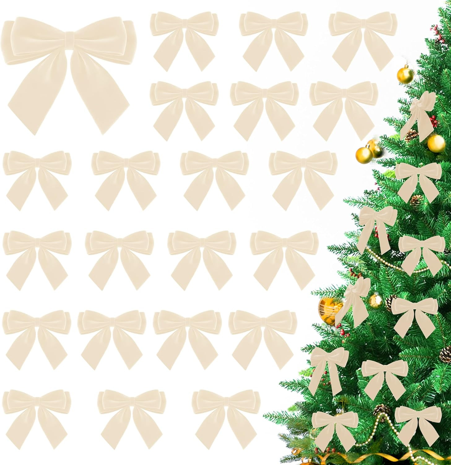 24Pcs Velvet Bows for Christmas Tree, Small Red Bows Christmas ...