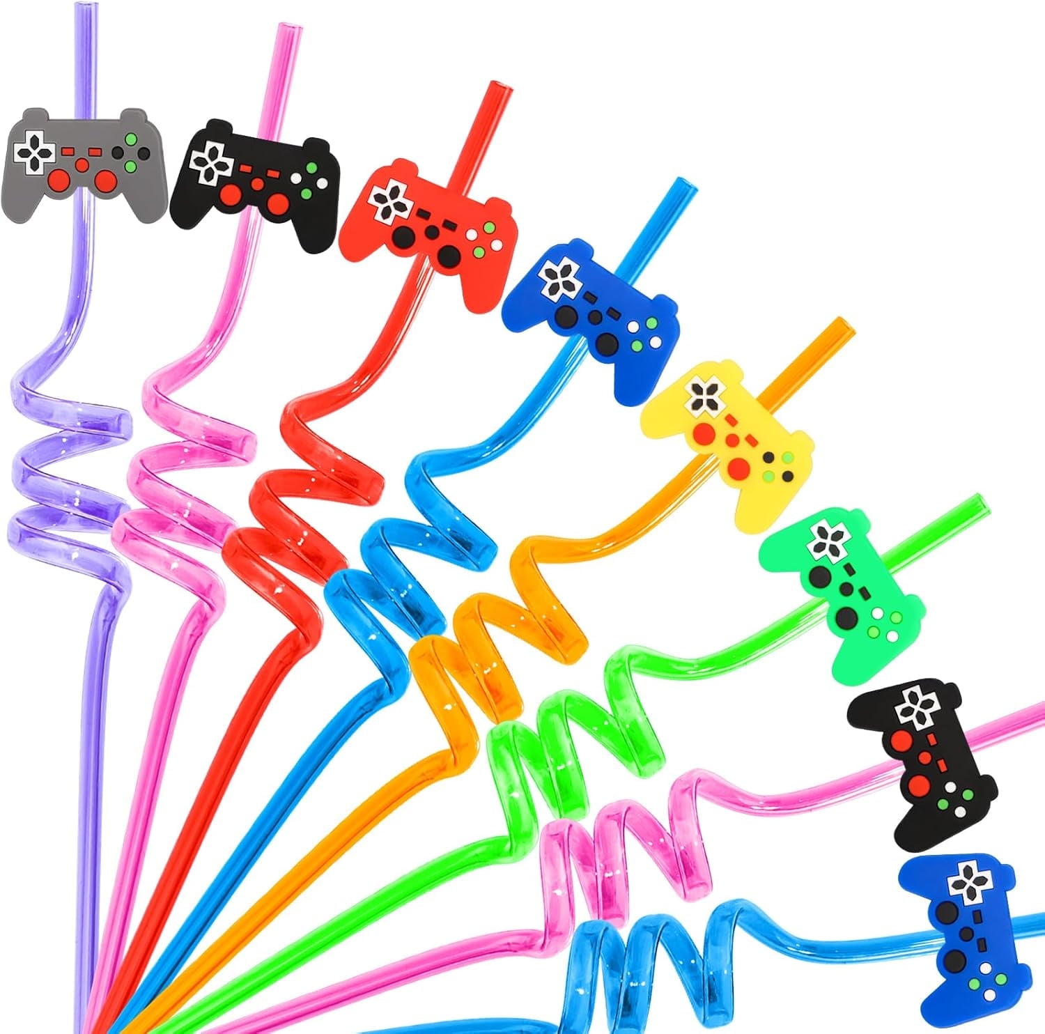 24Pcs Video Game Party Favors Straws Gamer Birthday Gift Drinking ...
