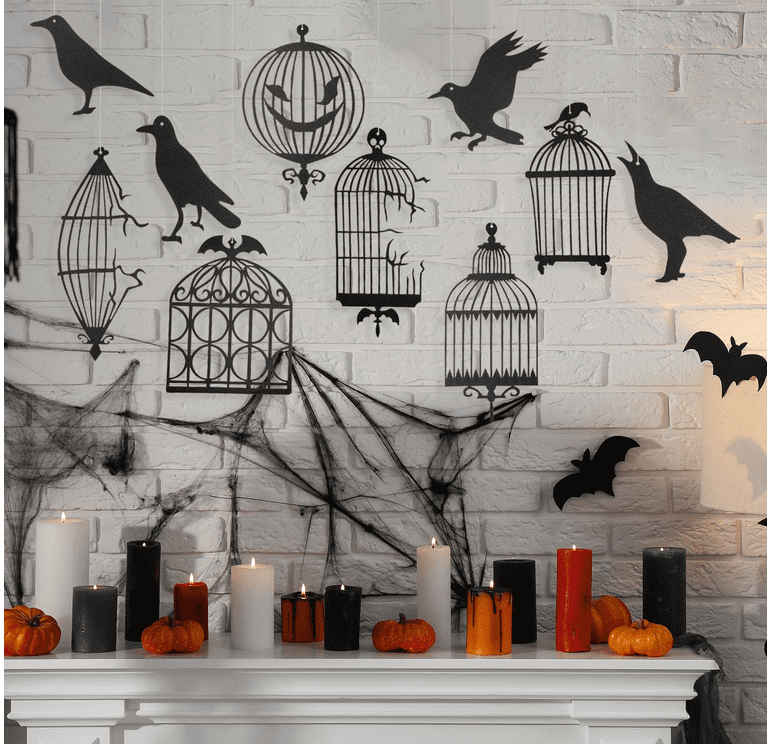 24Pcs Vintage Halloween Decor - Black Crow & Raven Hanging Decor Set ...