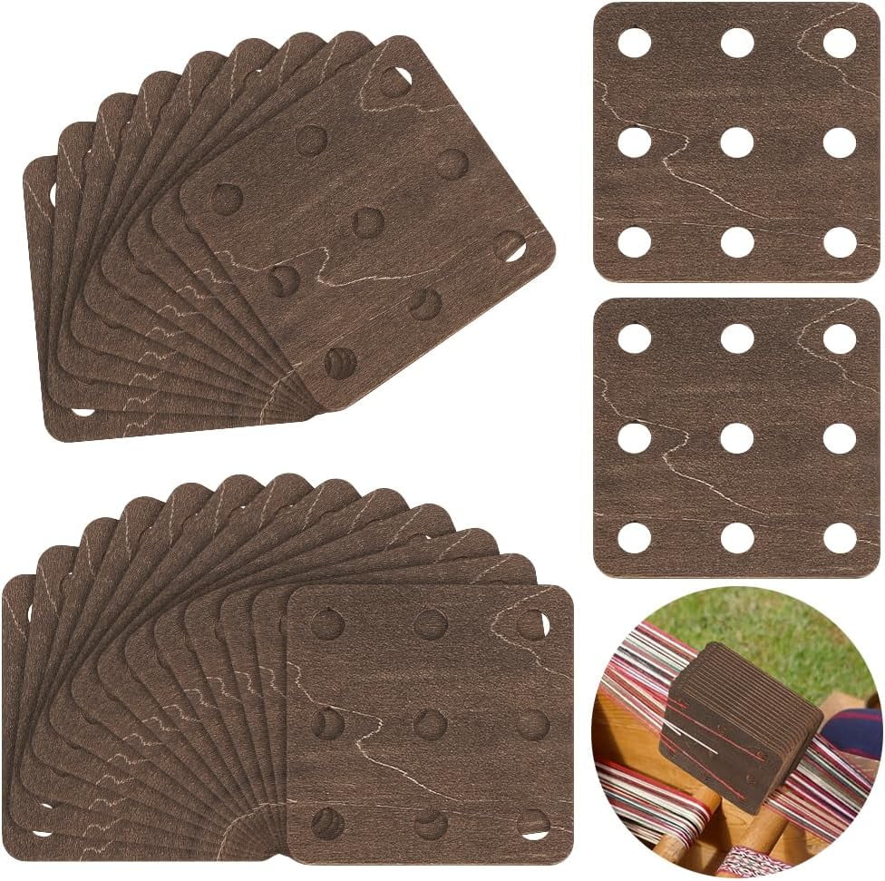 24Pcs Weaving Cards 2.17x2.17" Square Wood Tablet Weaving Cards 9 Holes ...