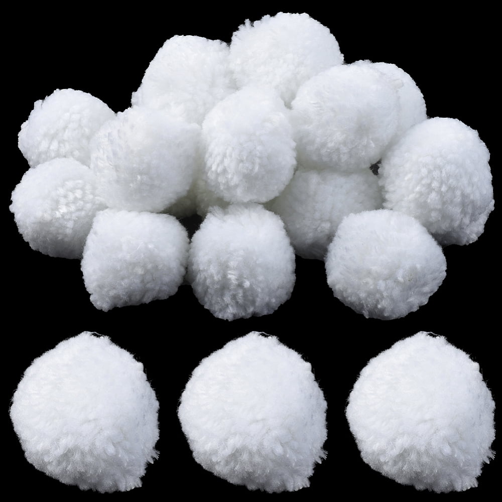 24Pcs White Wool Fluffy Pompom Balls Bulk 5cm Soft Felt Fuzzy Round ...